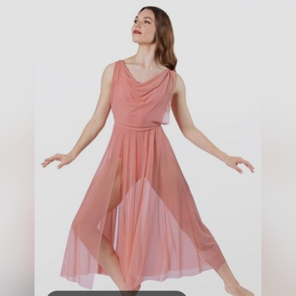 Double Cowl Mesh Maxi Dress Balera Performance - Gem